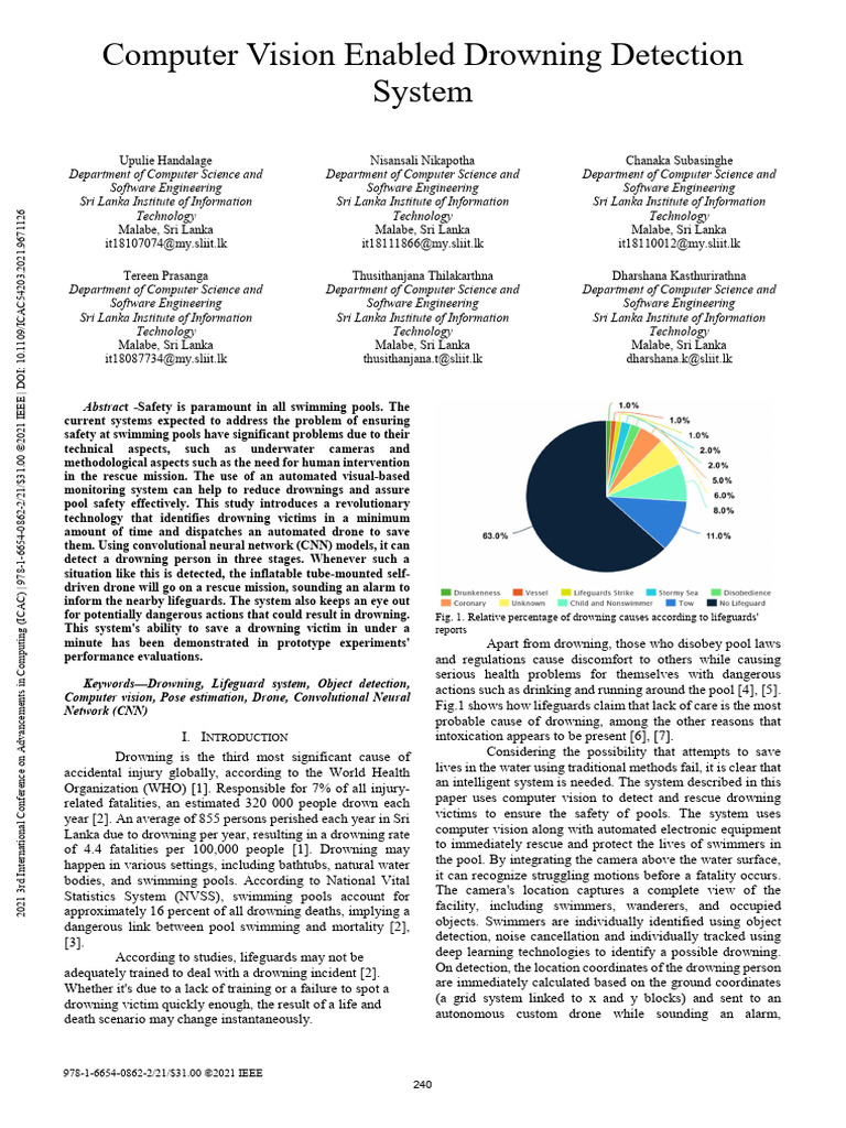 Computer Vision Enabled Drowning Detection System | PDF | Deep Learning ...