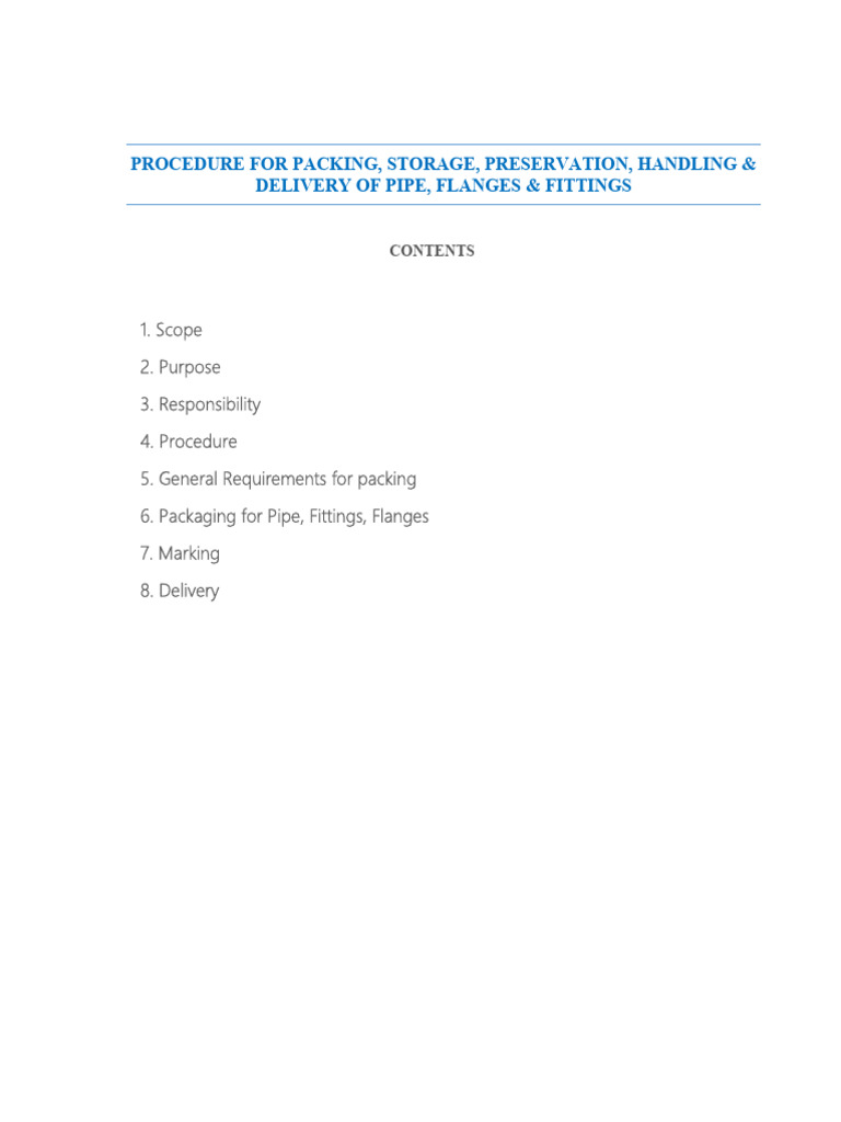 Procedure For Handling Packing Storage Preservation | PDF | Steel | Pallet