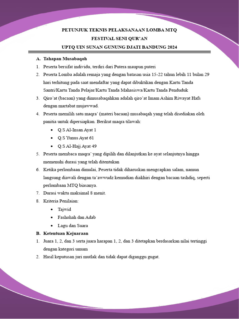 Juknis MTQ | PDF | Perjalanan