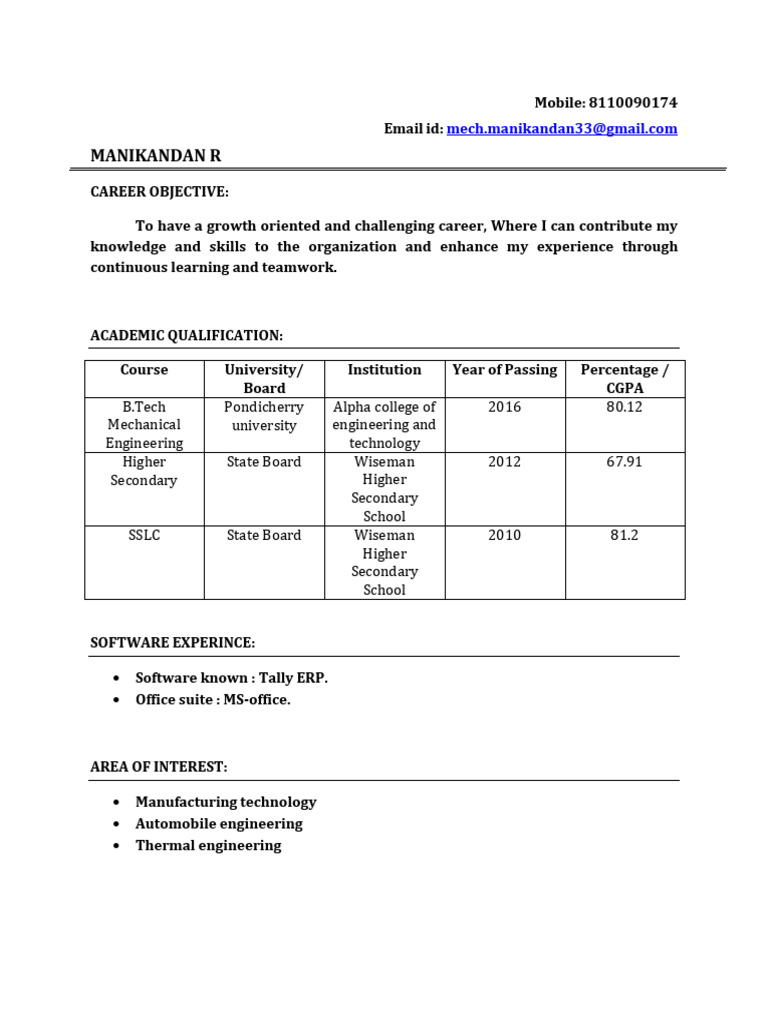 Mani Kandan Resume | PDF | Business