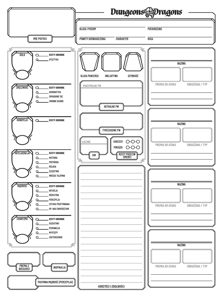 Karta Postaci 5e Nowa Lepsza Wersja | PDF