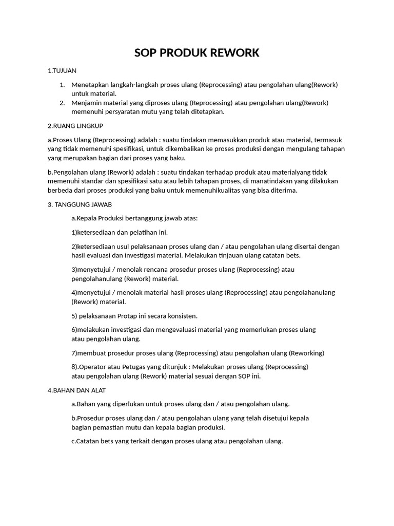 Sop Produk Rework | PDF | Bisnis | Komputer
