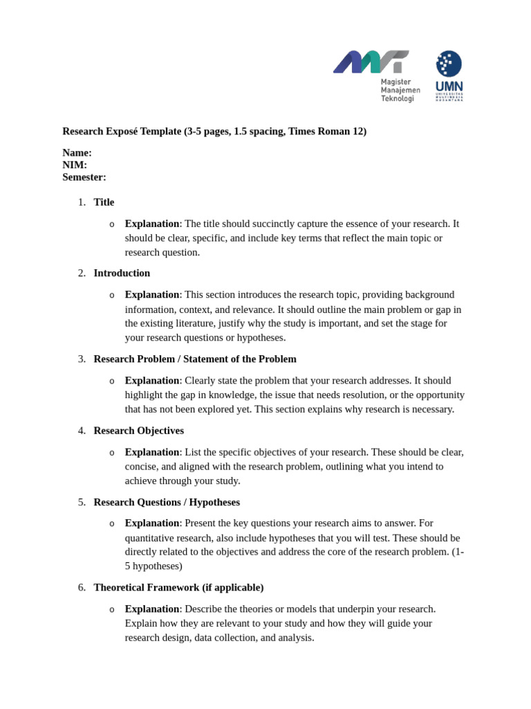 Research Exposé Template | PDF | Quantitative Research | Procedural Knowledge