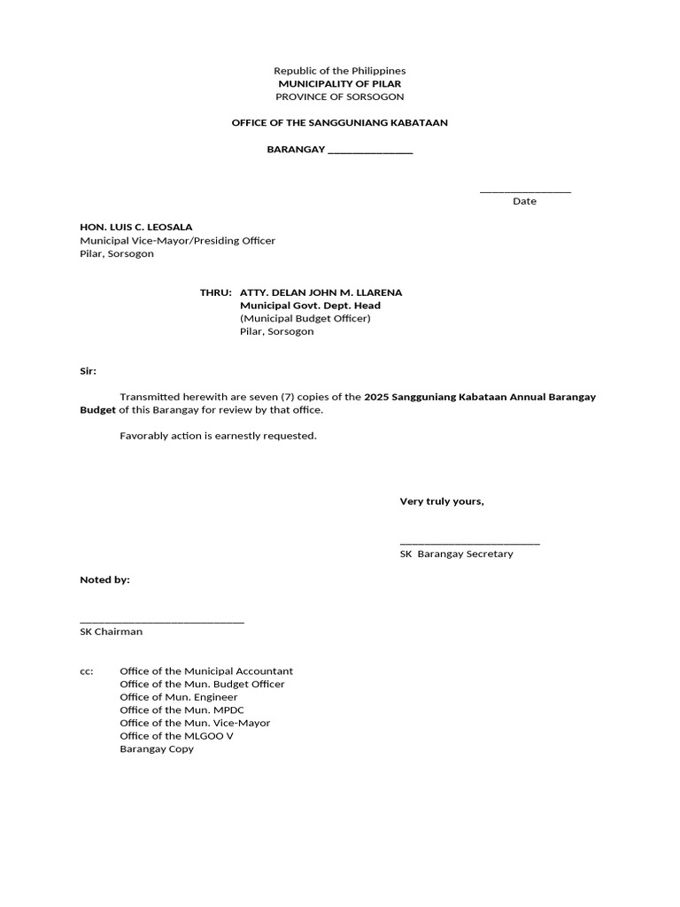 SK Transmittal 2025 | PDF