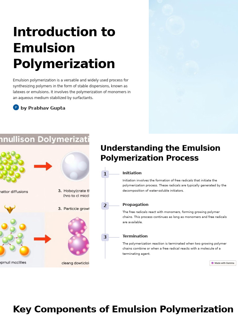 Introduction To Emulsion Polymerization | PDF | Polymerization | Polymers