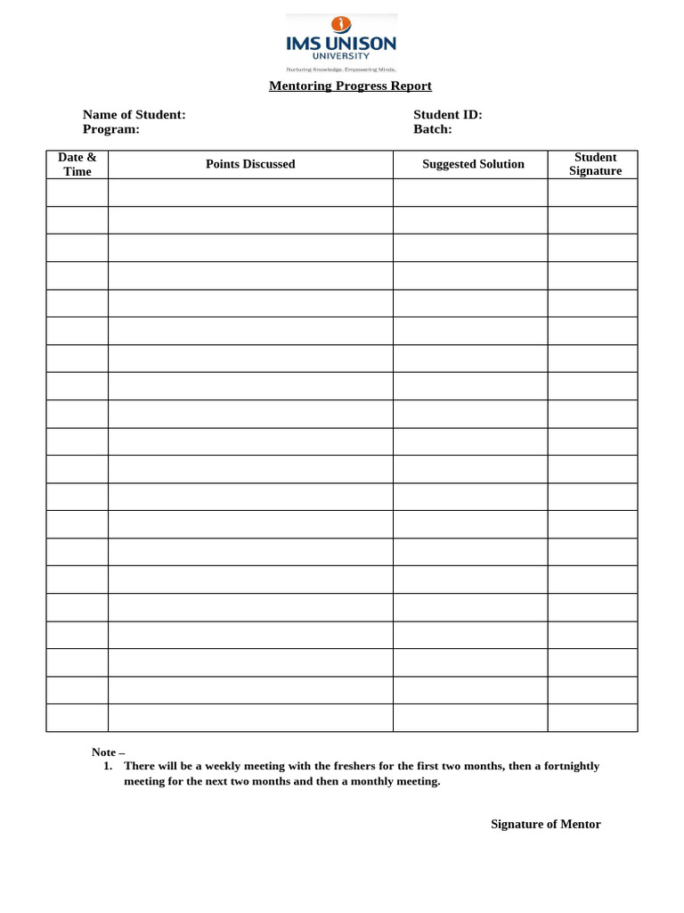 Mentoring Progress Report (2024-25) | PDF