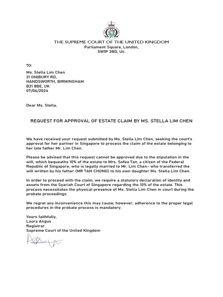 Stella Lim Chen Letter | PDF