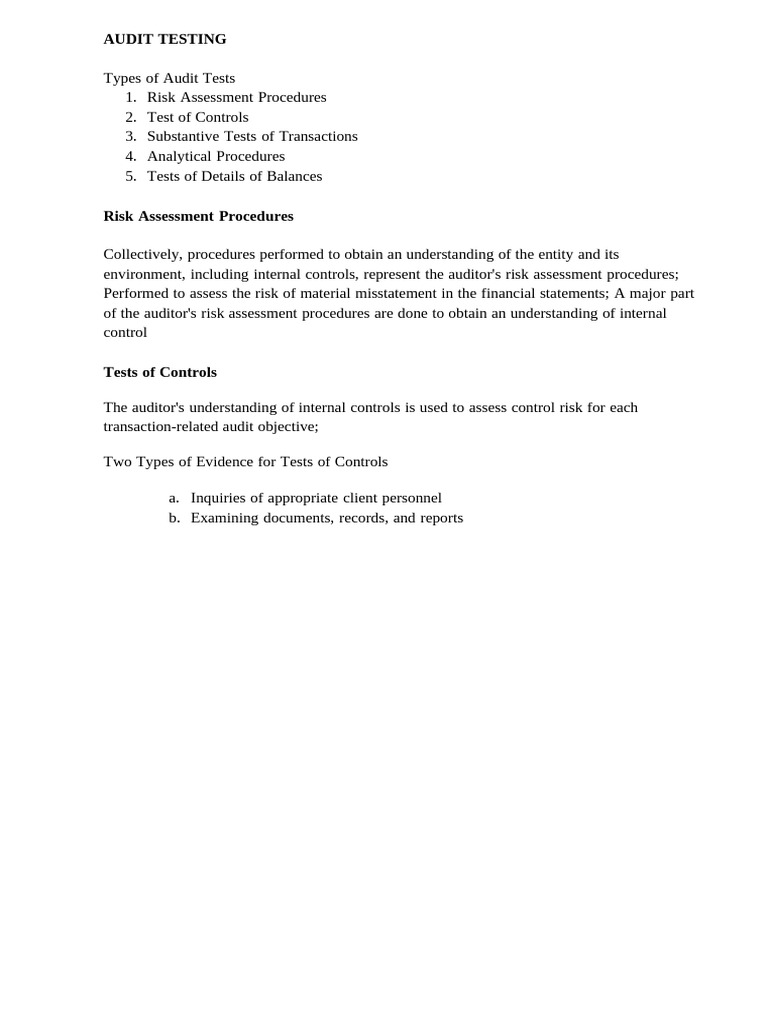 Types of Audit Tests Explained | PDF | Audit | Accounts Payable