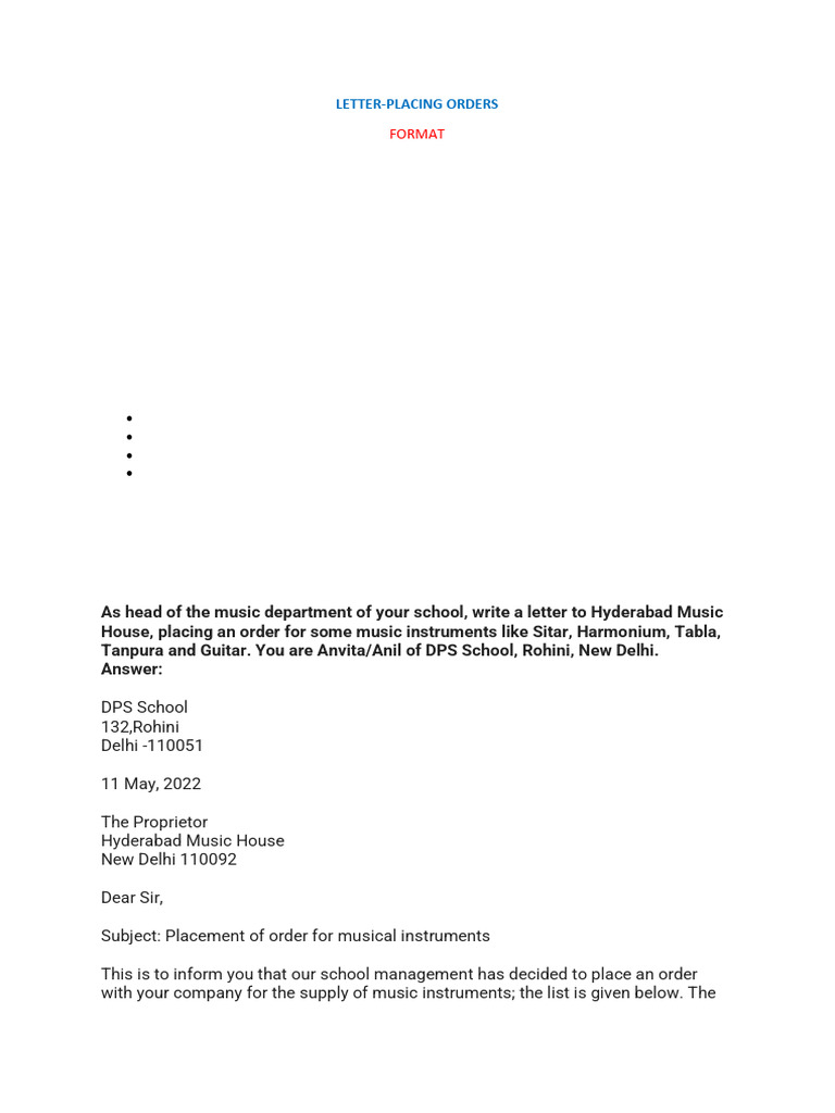 LETTER-Placing Orders | PDF | Home Appliance