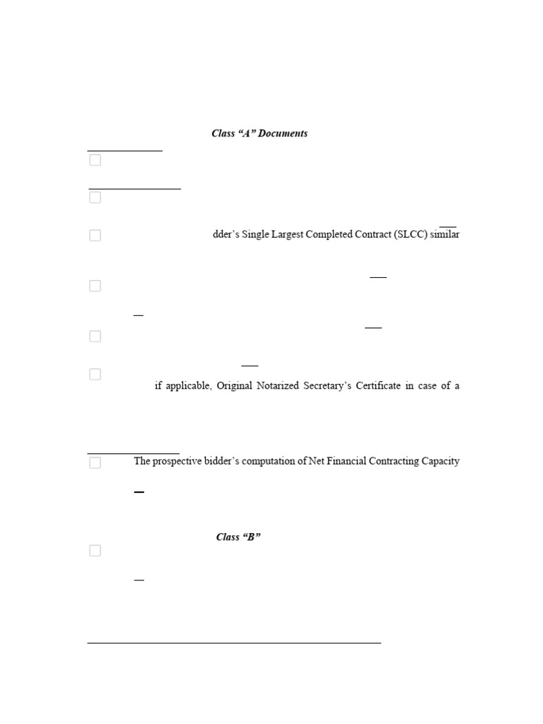 Technical and Financial Bid Document Checklist | PDF | Affidavit | Sole ...
