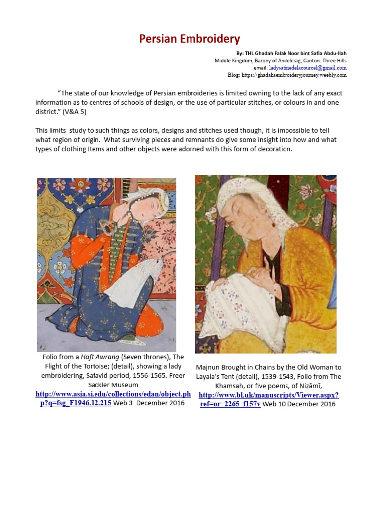 Persian Embroidery | PDF | Embroidery | Needlework
