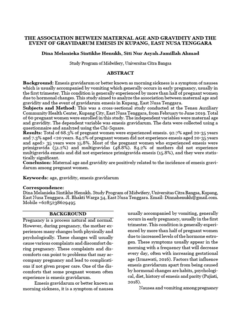 DONE Dina-Melanieka-Sintikhe-Henukh FP MCH | PDF | Pregnancy | Nausea