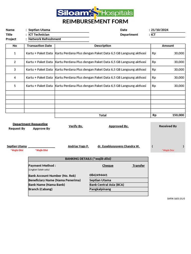 Form Reimbursement | PDF