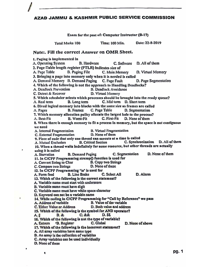 Computer Instructor Past Paper | PDF