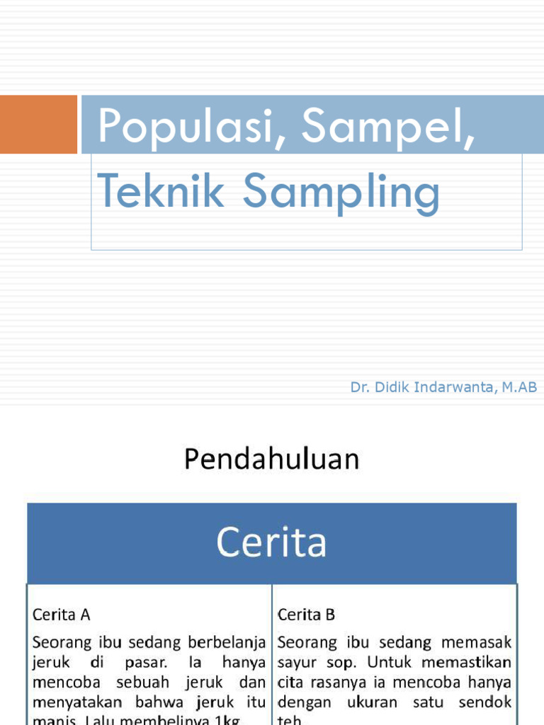 Populasi, Sampel, Teknik Sampling, Jenis Penelitian | PDF