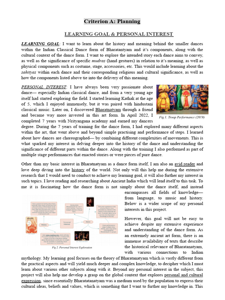 Personal Project Report | PDF | Dances | Information