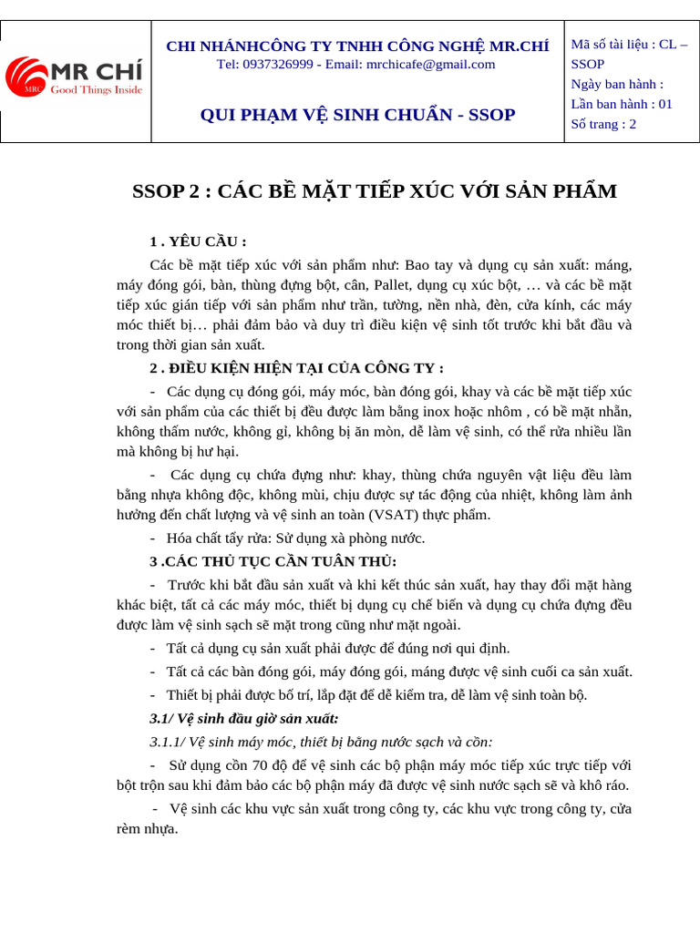 Ssop 2 Các Bề Mặt Tiếp Xúc Với Sp | PDF
