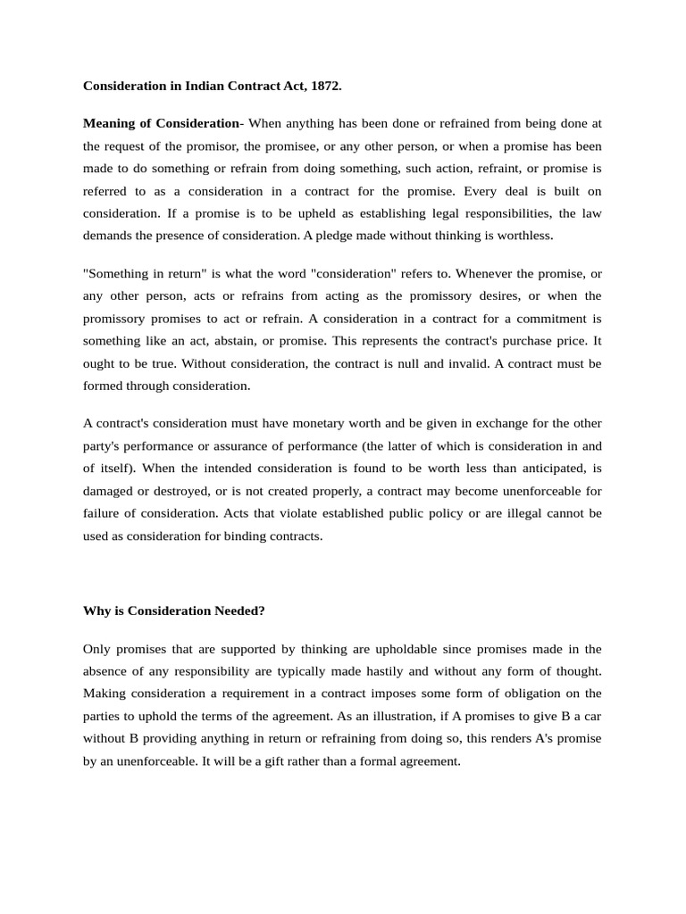 Consideration in Contract | PDF | Consideration | Debt