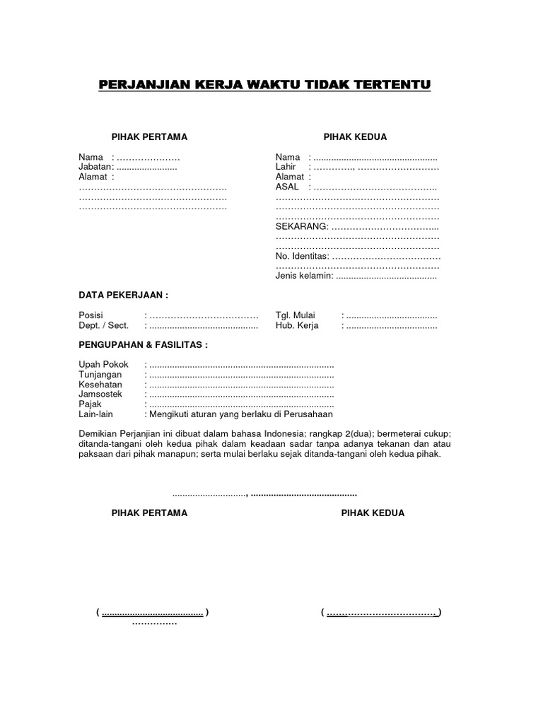 Contoh PKWTT-Operator | PDF