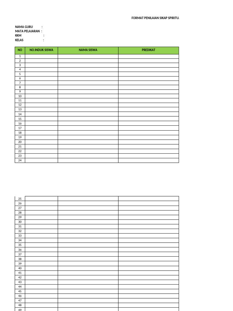 FORM NR Dan WK IPS GENAP KELAS XII 23-24 (PJ REGAN) | PDF