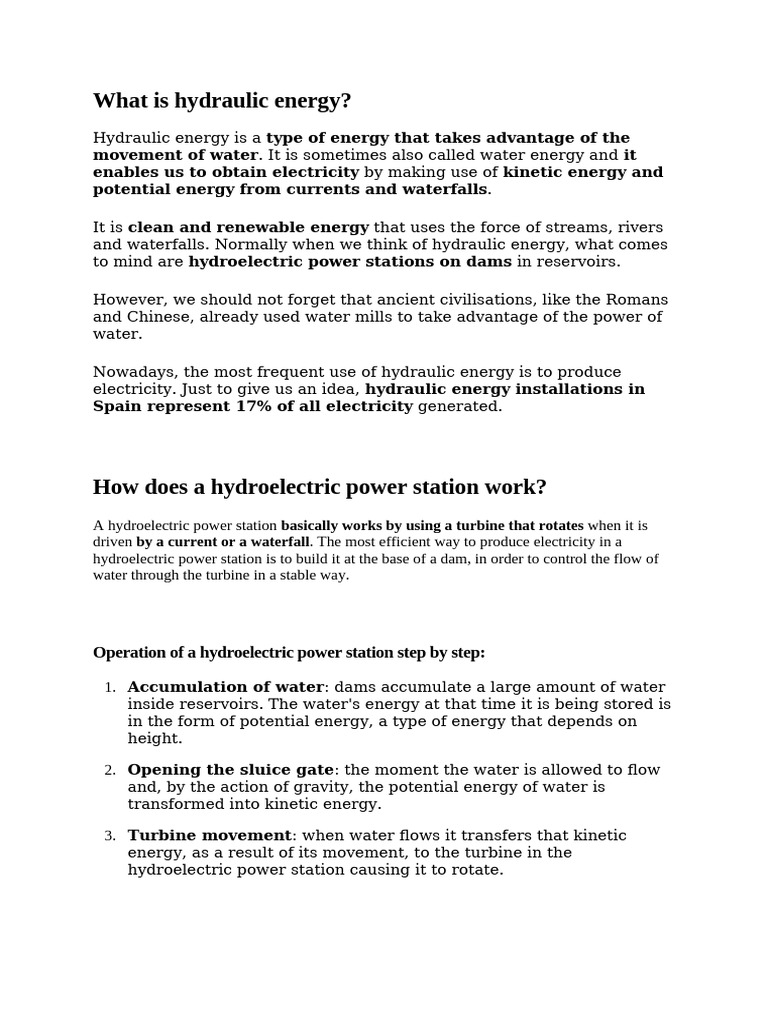 Hydraulic Energy | PDF | Hydropower | Power Station