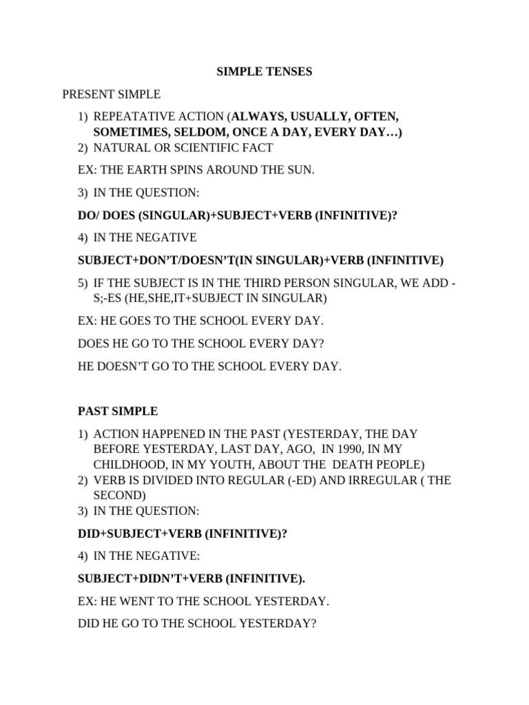 Simple Tenses | PDF