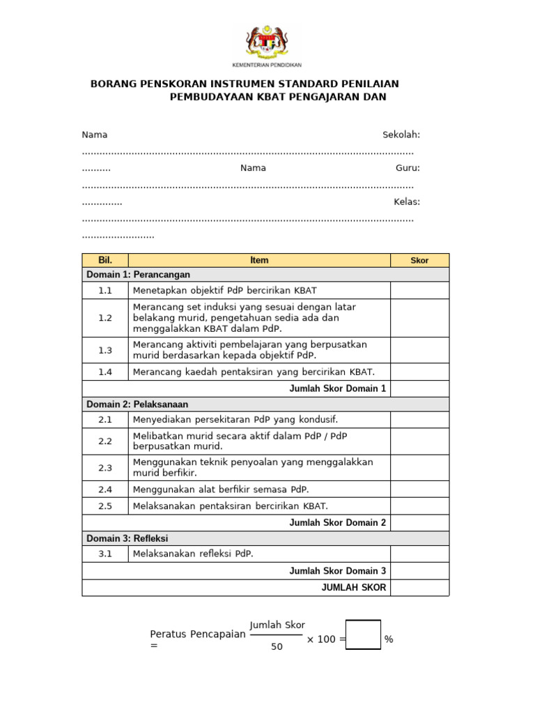 Skor ISPPK PDP (Guru Dan Murid) | PDF