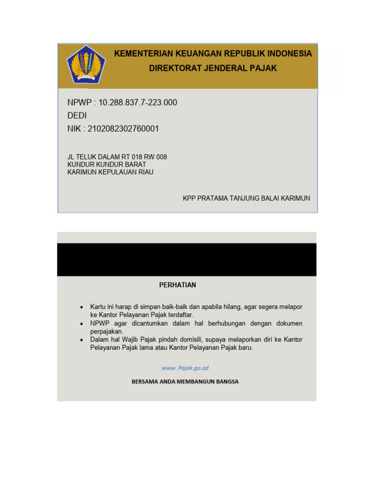 NPWP Dedi | PDF