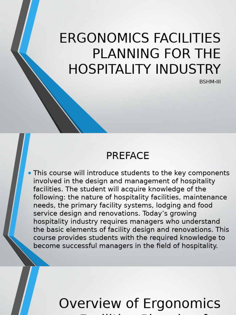 Ergonomics Facilities Planning For The Hospitality Industry | PDF ...
