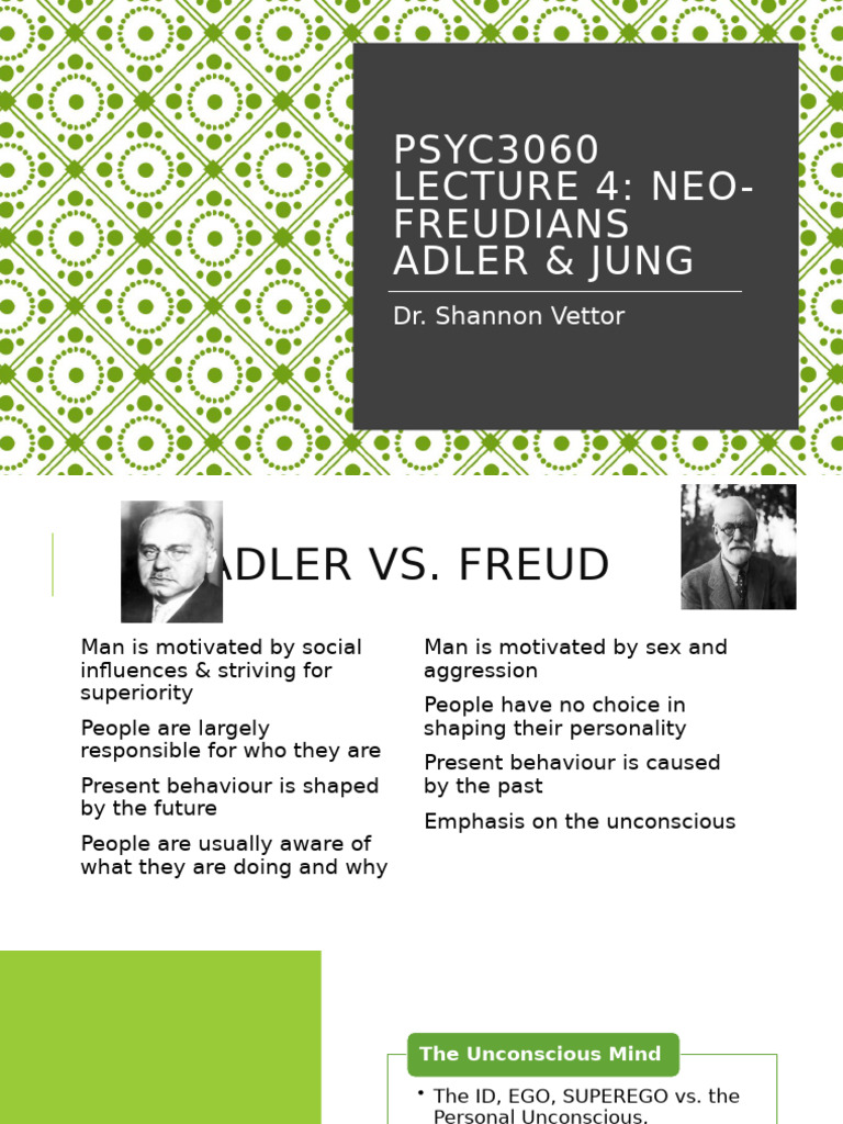 Lecture 4 Neo-Freudian, Freud V Adler V Jung | PDF