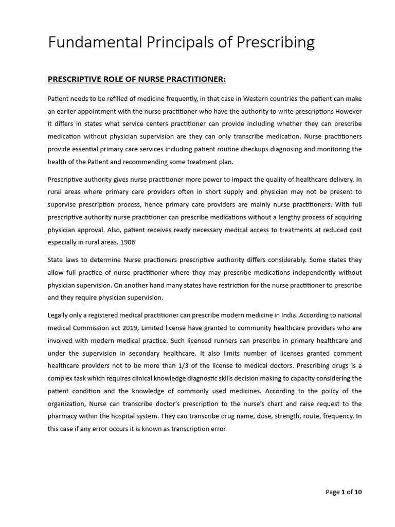 Principles of Safe Prescribing | PDF | Medical Prescription | Nurse ...