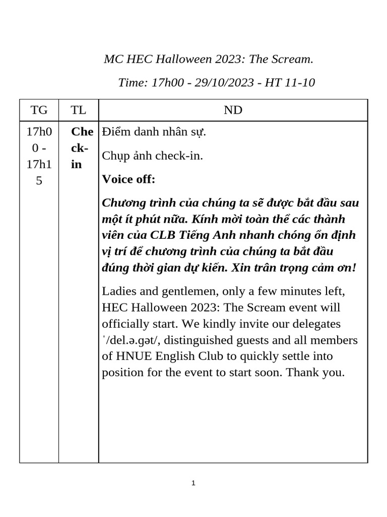 MC HEC Halloween 2023 - The Scream | PDF