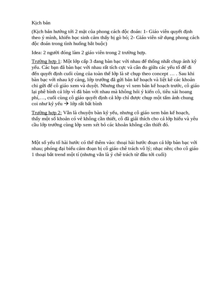 idea kịch bản gtsp | PDF