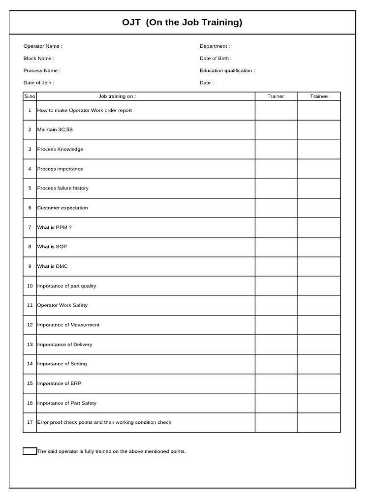 OJT (On The Job Training) | PDF | Computers