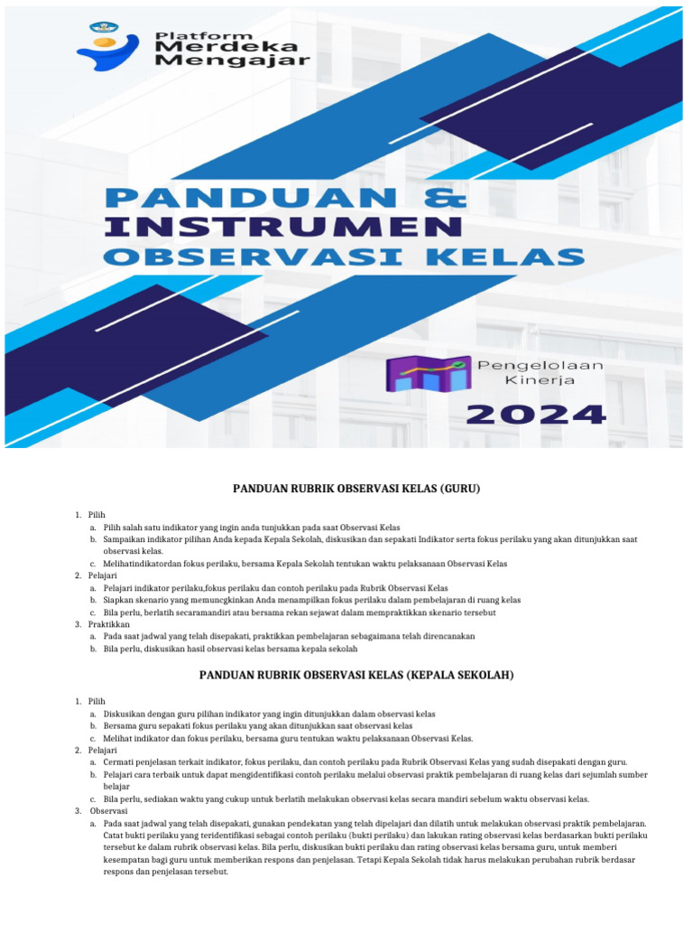 Panduan Observasi Kelas | PDF