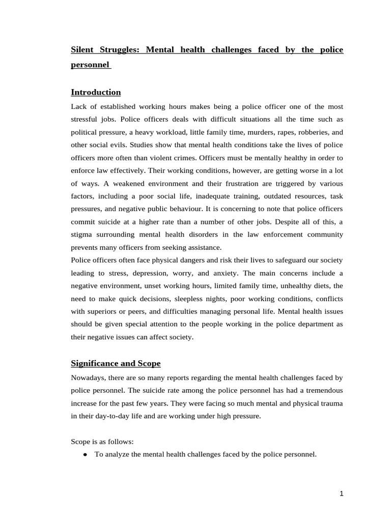 Silent Struggles - Mental Health Challenges Faced by The Police ...