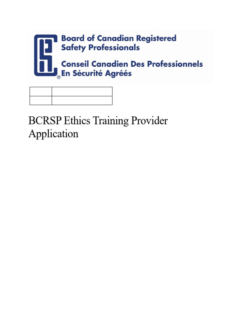 Doc.169 BCRSP EthicsProgramProvider ApplicationForm | PDF ...