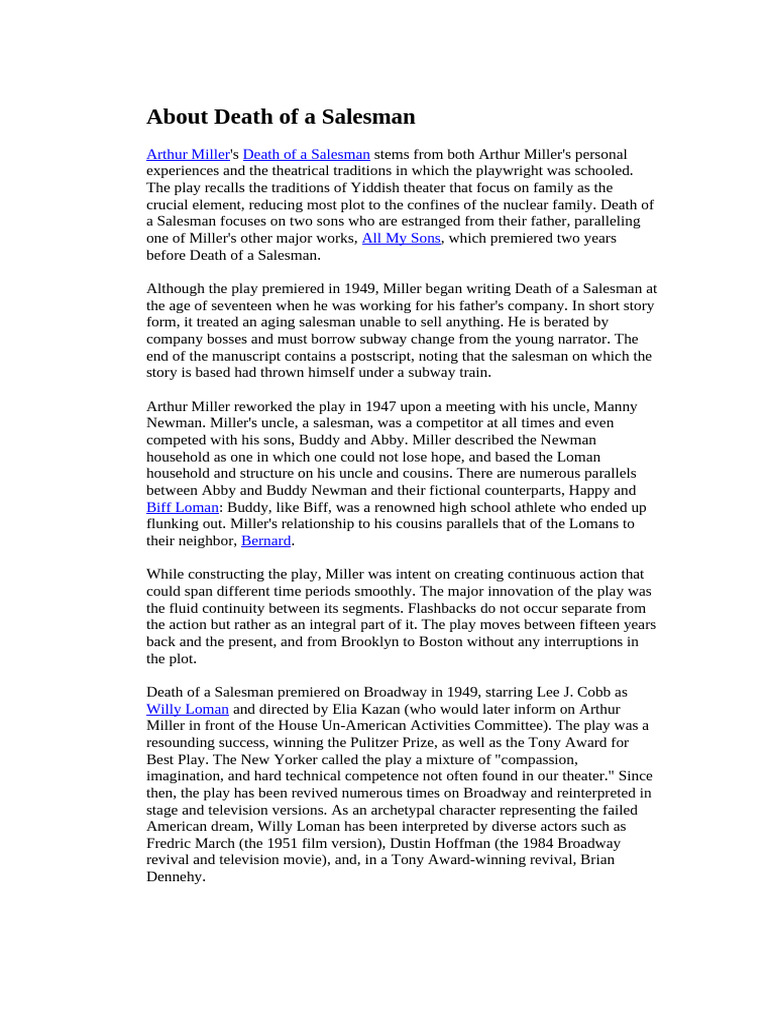 About Death of A Salesman | PDF | History | Classics