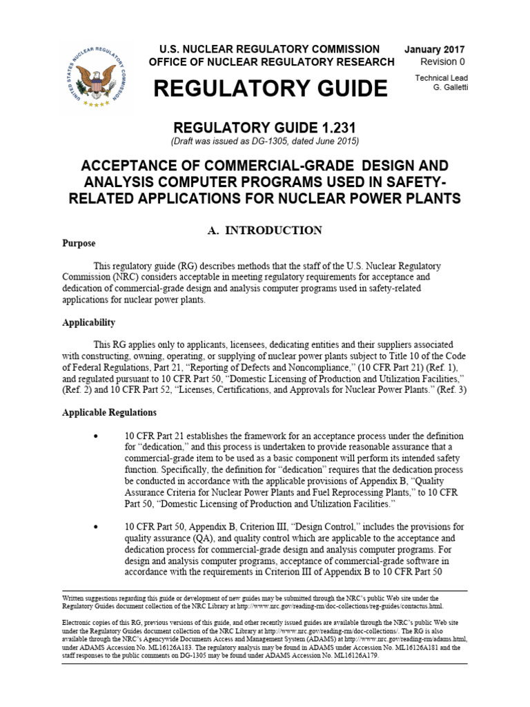 Regulatory Guide | PDF | Nuclear Regulatory Commission | International ...