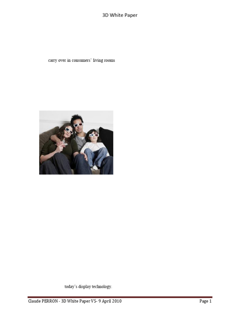 3D White Paper v5 | PDF | 3 D Film | High Definition Television