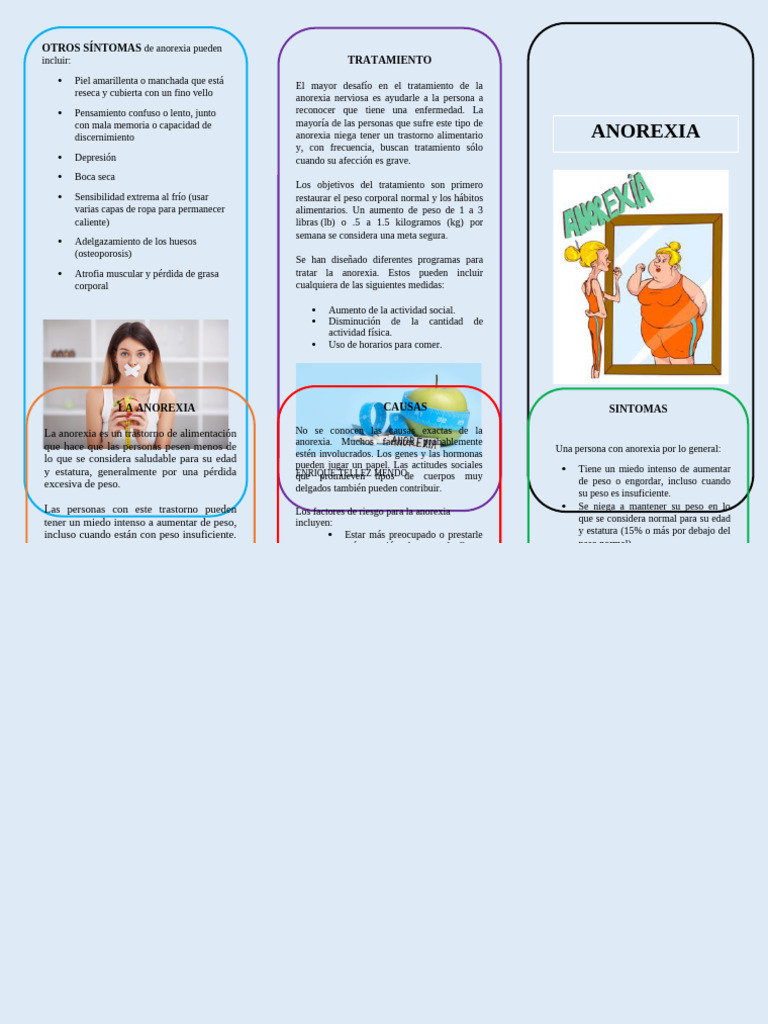 Triptico Anorexia | PDF | Anorexia nerviosa | Desorden alimenticio