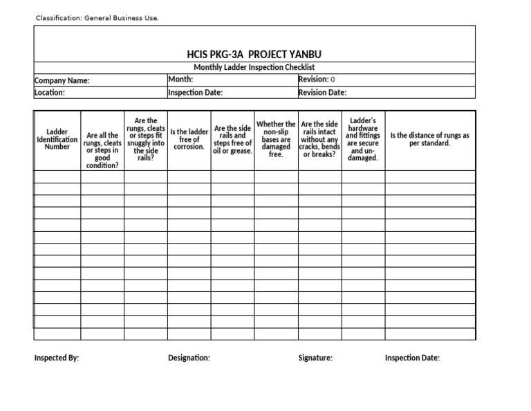 Monthly Ladder Inspection Checklist | PDF