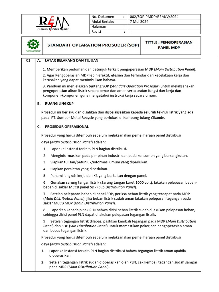 SOP PT SumberMetal Recycle | PDF | Teknologi & Rekayasa