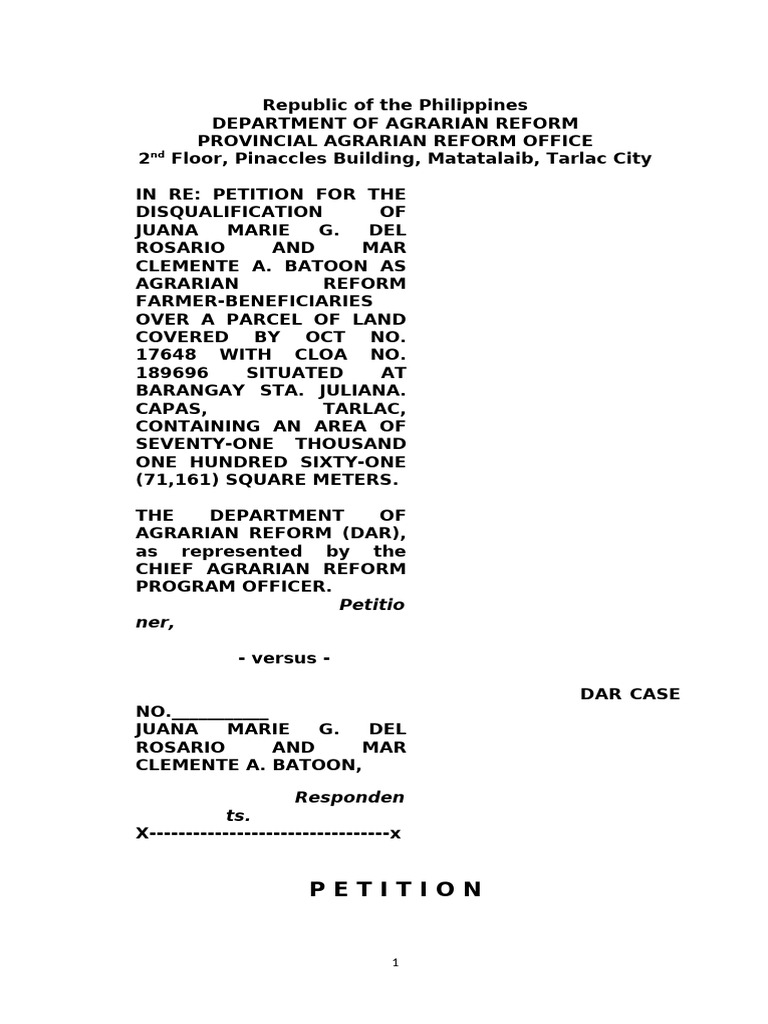 Petition For Disqualification Juana Marie Del Rosario | PDF | Justice | Crime & Violence