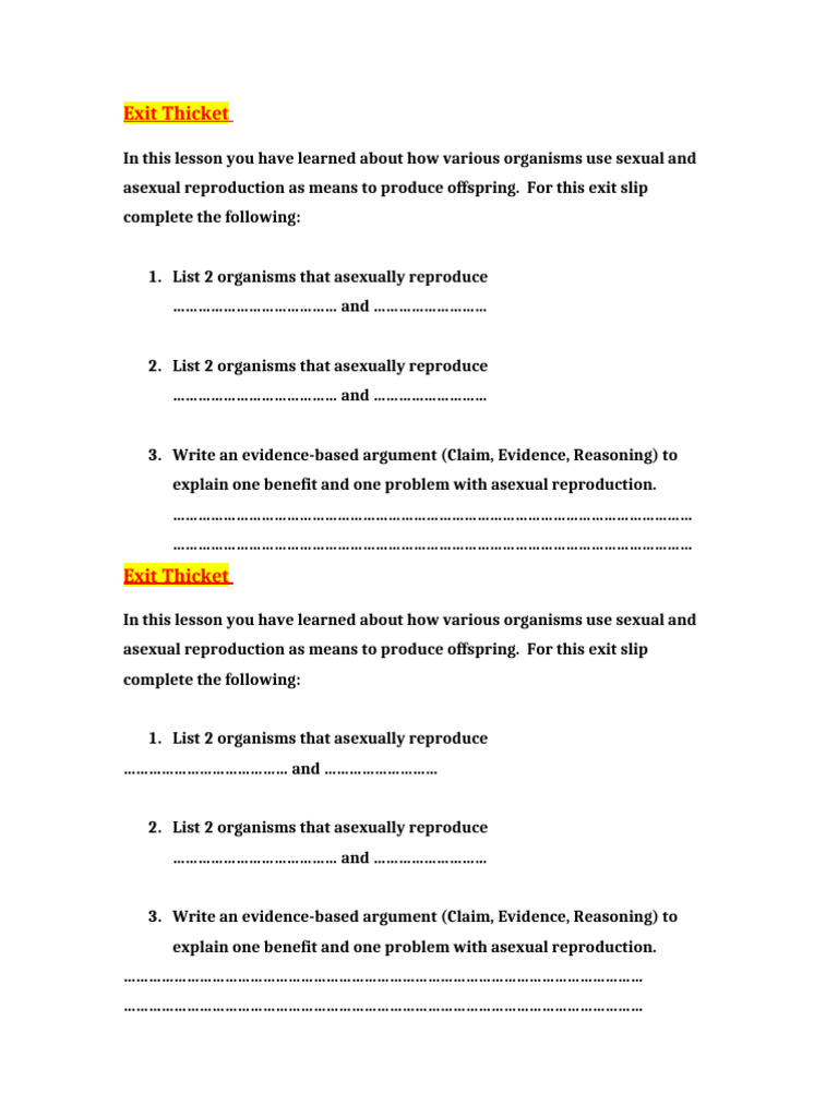 Exit Slip | PDF | Wellness