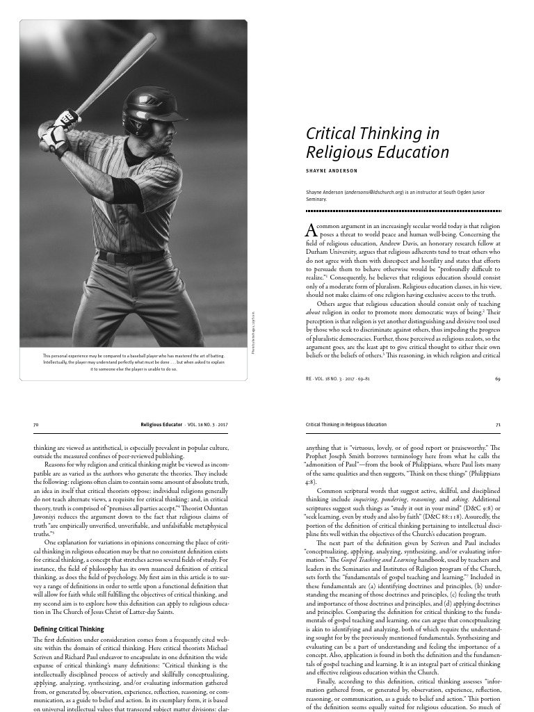 Critical Thinking in Religious Education | PDF | Critical Thinking | Faith