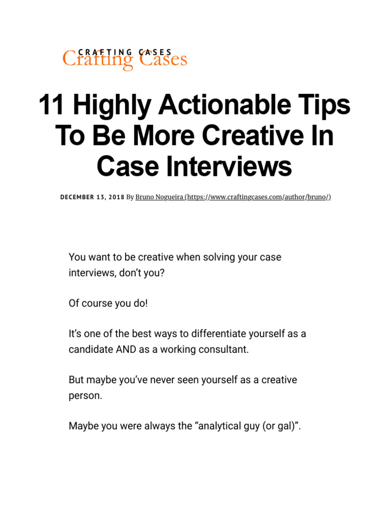 11 Highly Actionable Tips To Be More Creative in Case Interviews ...