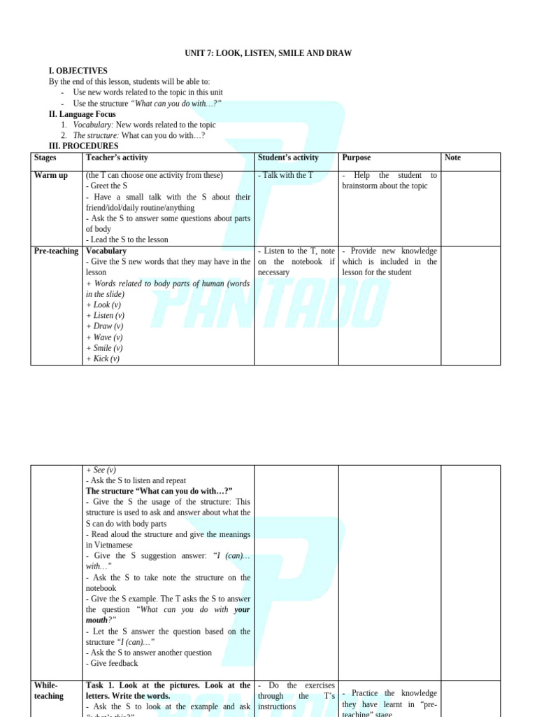 FFS - Unit 07 - Look, Listen, Smile, Draw | PDF | Human Communication | Learning