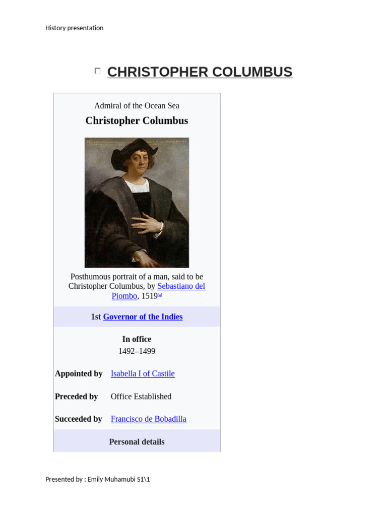 Emily Presentatioin | PDF | Christopher Columbus | Voyages Of ...