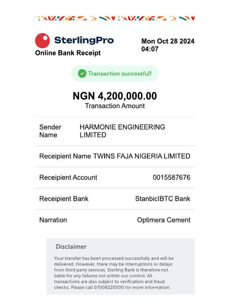 Cement Receipt 6 | PDF